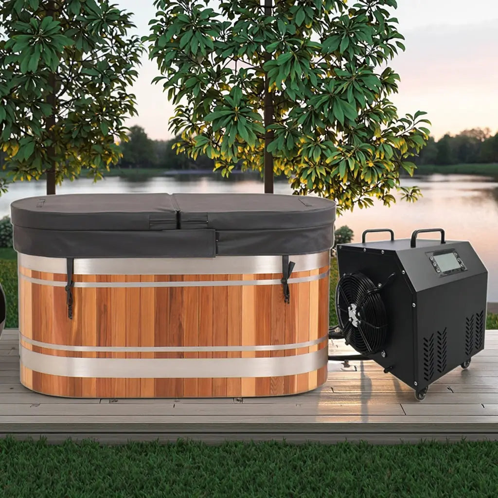 U-Shaped Red Cedar Ice Bath Tub | Ergonomic Cold Plunge Spa – Anyi Health